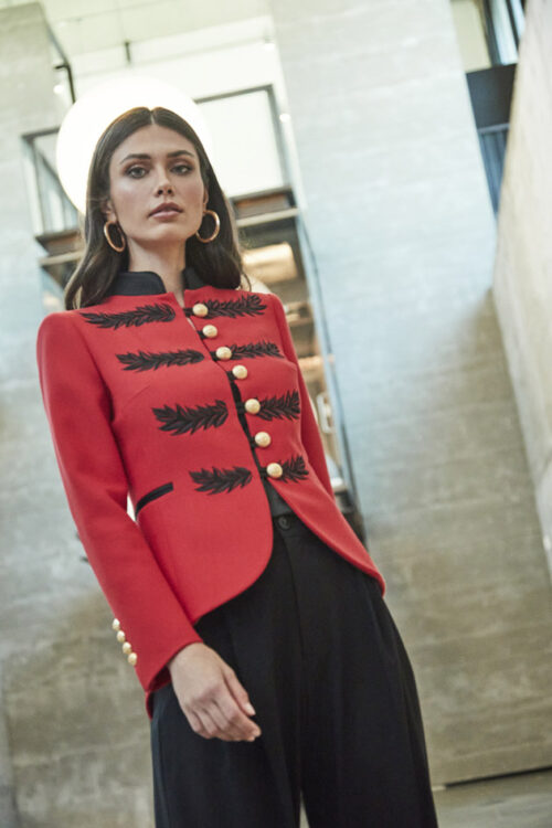 Black & Red Embroidered Military Blazer Renata | TEC USA