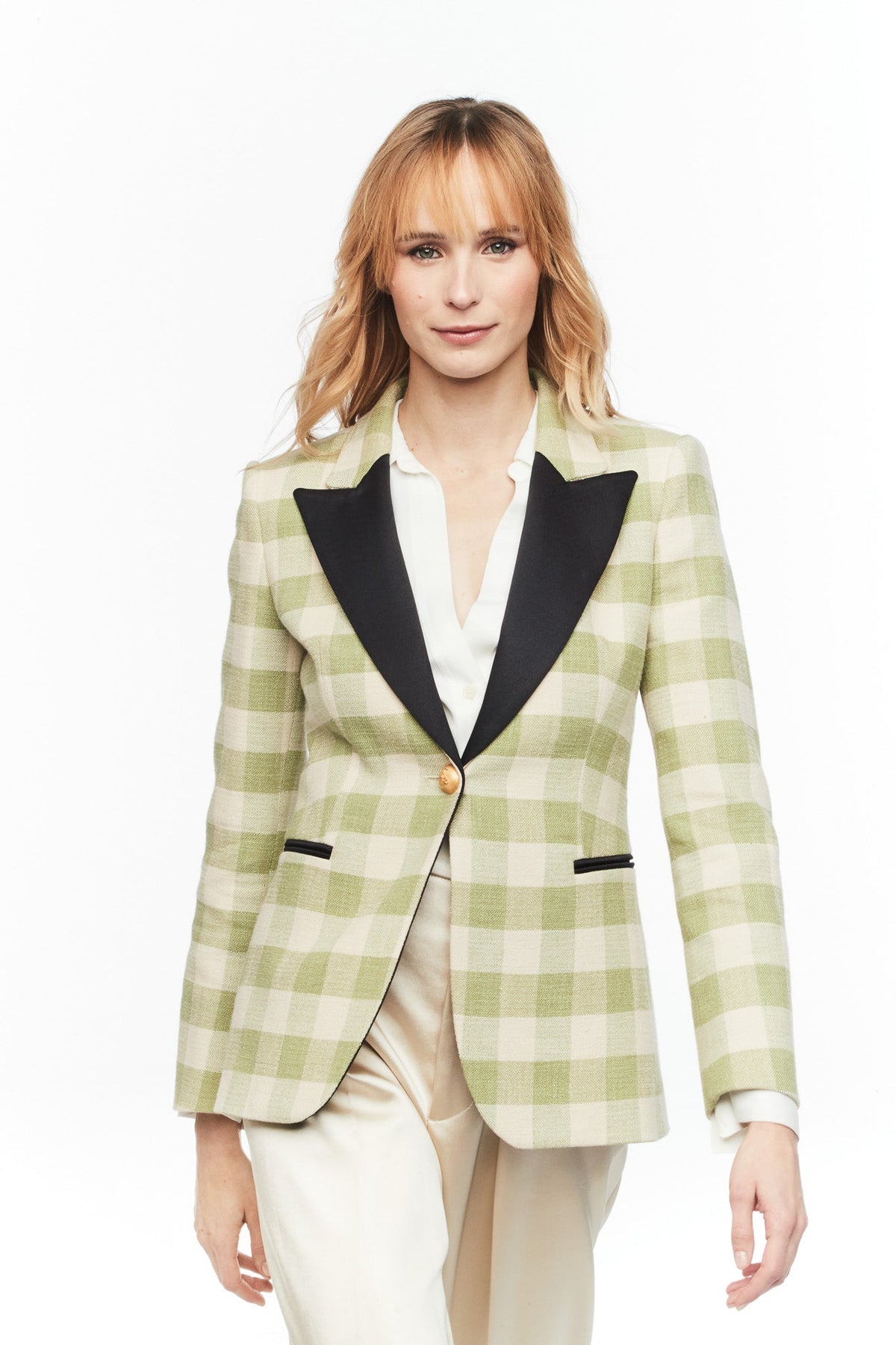 Berry Checked Tuxedo Blazer | The Extreme Collection USA