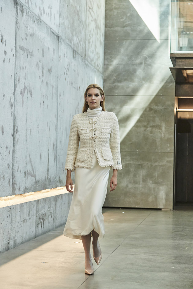 Cream Tweed Jacket with Zoe Bows | The Extreme Collection USA