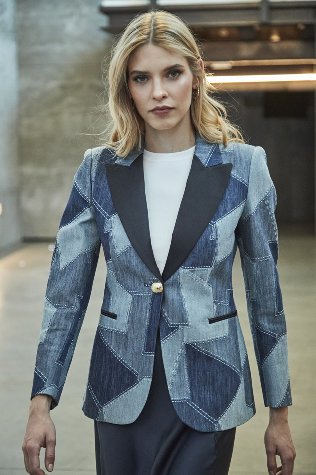 Blossom Patchwork Denim Blazer | The Extreme Collection USA