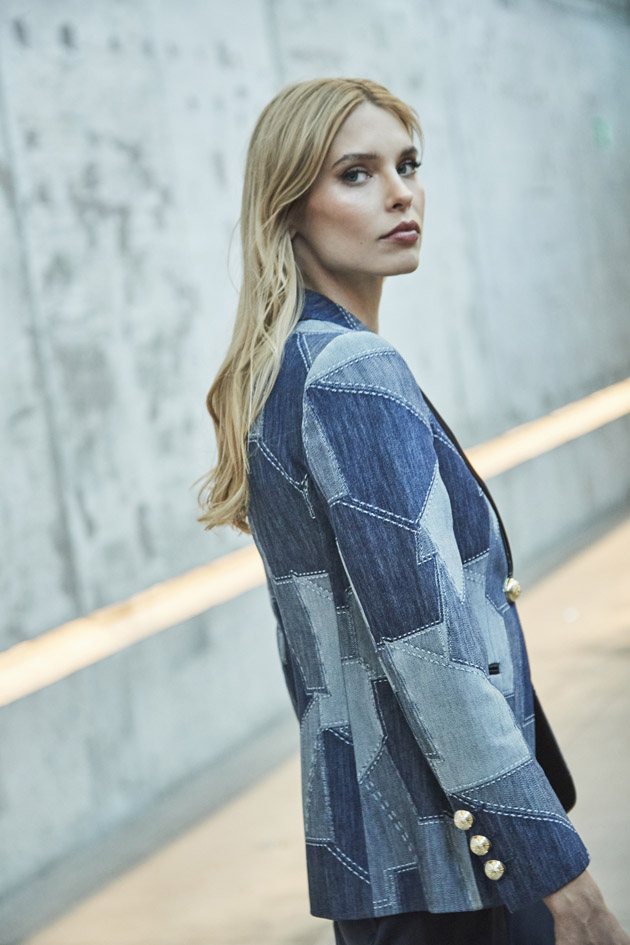 Blossom Patchwork Denim Blazer | The Extreme Collection USA